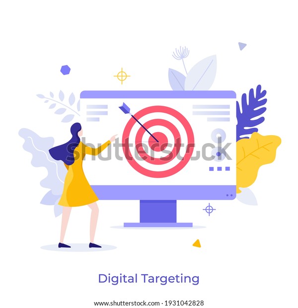 Woman Looking Computer Screen Shooting Target Stock Vector (Royalty ...