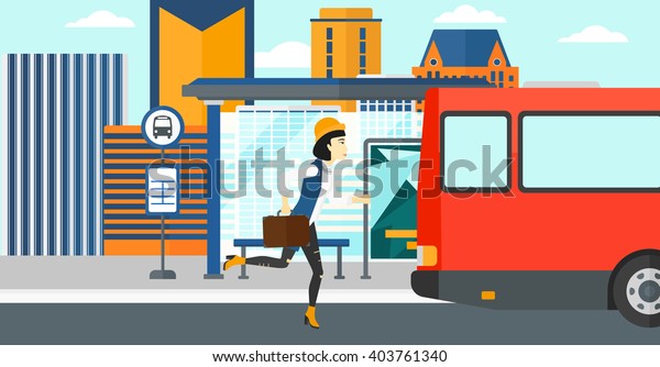 버스를 놓치는 여자 스톡 벡터(로열티 프리) 403761340 | Shutterstock