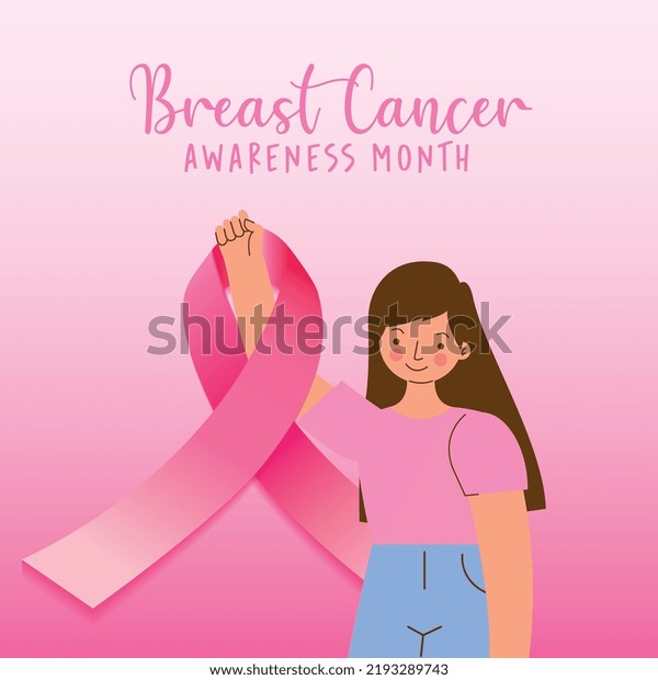 Woman Pink Ribbon Breast Cancer Vector Stock Vector Royalty Free