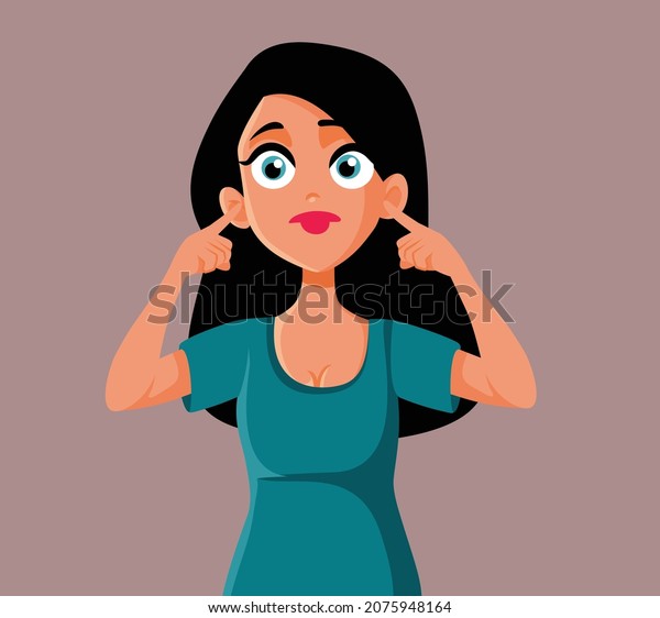 Woman Plugging Her Ears Vector Cartoon Stock Vector (Royalty Free ...