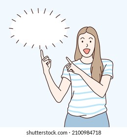 Woman Pointing Something Vector Design Illustration Stock Vector ...