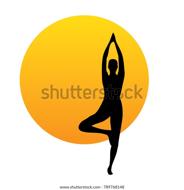 Woman Practicing Yoga Sun Logo Stock Vector (Royalty Free) 789768148 ...