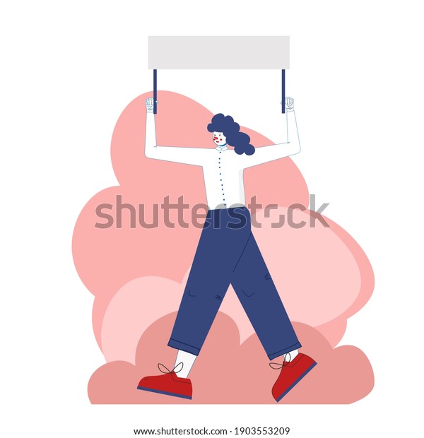 Woman Rally Protest Poster Vector Illustration Stock Vector (Royalty ...