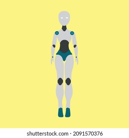 Woman Robot Cartoon Flat Vector Illustration Stock Vector (Royalty Free ...