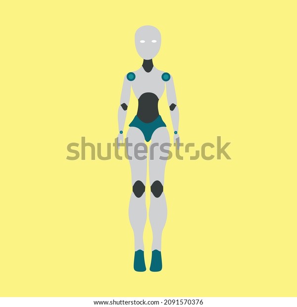 Woman Robot Cartoon Flat Vector Illustration Stock Vector (Royalty Free ...