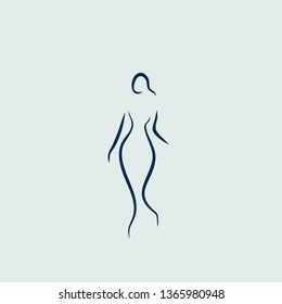 Woman Curvy Shape Icon Line Illustration: стоковая иллюстрация ...