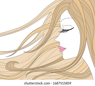 Woman Side Face Vector Drawing Poster Stock Vector (Royalty Free ...