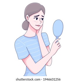 245 Girls checking skin cartoon Images, Stock Photos & Vectors ...