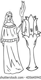 Woman Torch Vector Drawing: vector de stock (libre de regalías ...