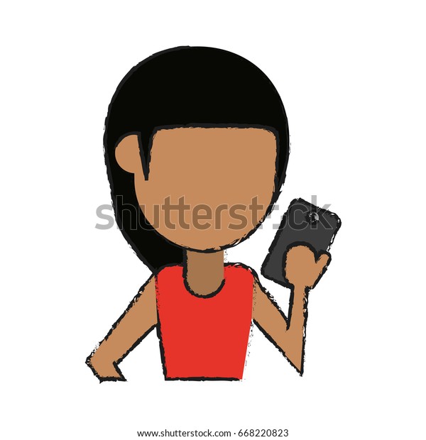 Woman Using Phone Icon Image Stock Vector (Royalty Free) 668220823 ...