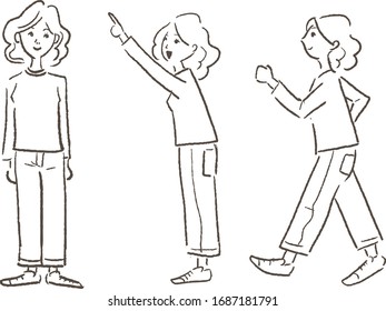 Woman Vector Line Drawing Pose Set Stock Vector (Royalty Free) 1687181791