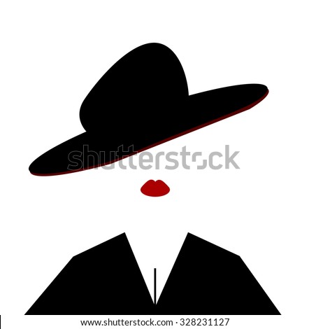 Woman Wearing Large Hat Tilted On Stock Vector (Royalty Free) 328231127 ...