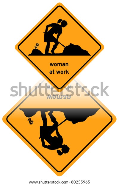 Woman Work Traffic Sign Reflected Stock Vector (Royalty Free) 80255965 ...