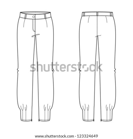 Womans Evening Trousers Technical Drawing Stock Vector (Royalty Free ...