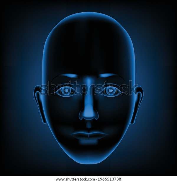 Womans Face Bald Head Glowing Blue Stock Vector (Royalty Free ...