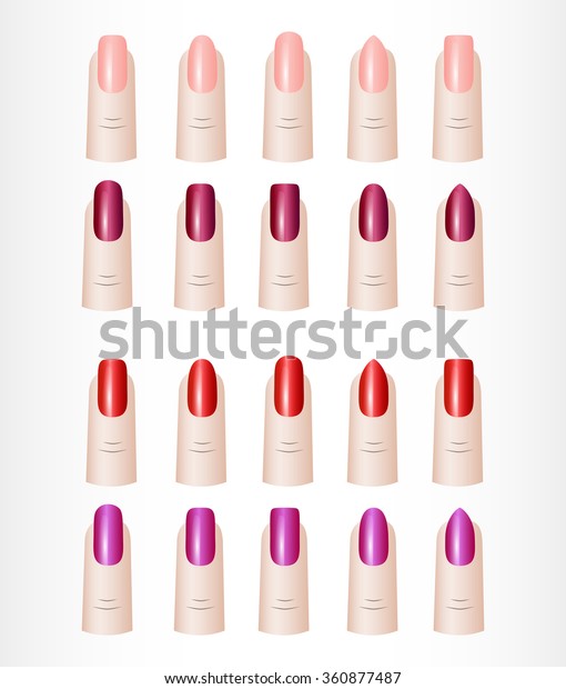 Womans Fingers Color Set Different Shapes Stock Vector (Royalty Free ...
