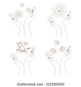 Womans Hand Flower Vector Illustration Stock Vector (Royalty Free ...