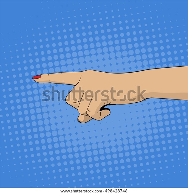 Womans Hand Pointing Finger Retro Style Stock Vector (Royalty Free ...