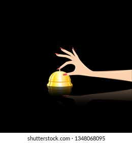Womans Hand Rings Table Bell Reception Stock Vector (Royalty Free ...