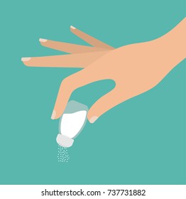 Womans Hand Using Holding Salt Keeper Stock Vector (Royalty Free ...