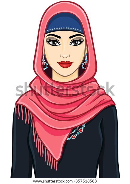 Womans Portrait Scarf Stock Vector (Royalty Free) 357518588 | Shutterstock