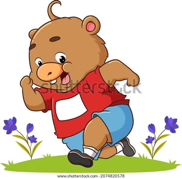 Wombat Running Garden Illustration Stock Vector (Royalty Free ...