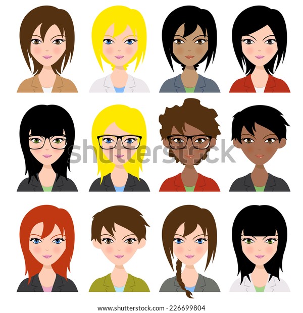 Women Avatar Vector Illustration Set Collection Stock Vector (Royalty ...