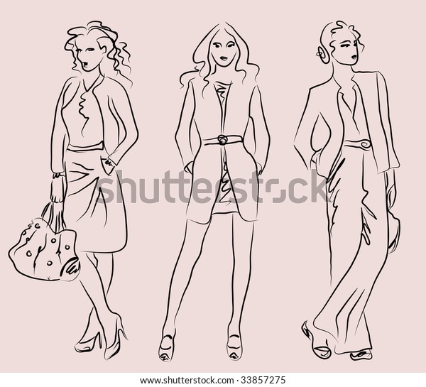 women in business suits, vector