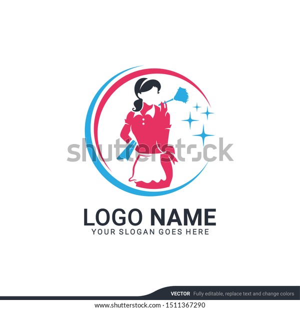 Women Cleaning Services Logo Modern Editable Stock Vector (Royalty Free ...