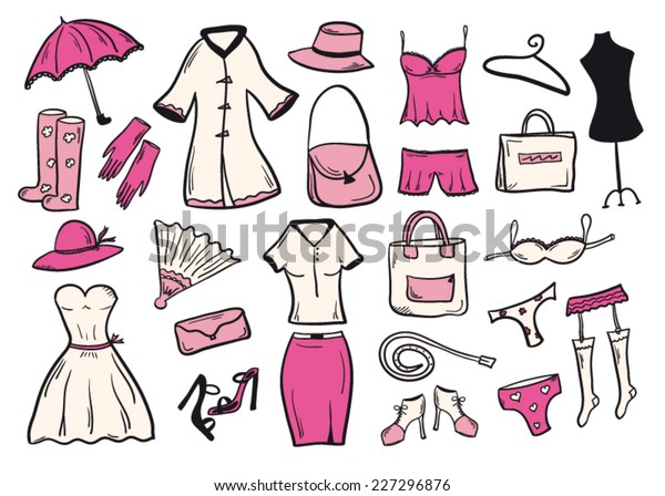 Women Clothes Set Pink Stock Vector (Royalty Free) 227296876