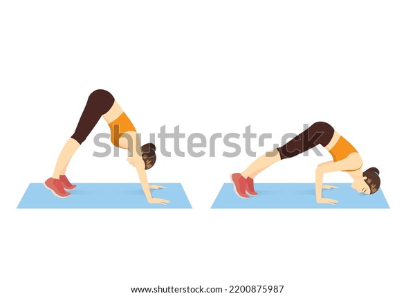 Women Exercise Shoulder Push Pose On Stock Vector (Royalty Free ...