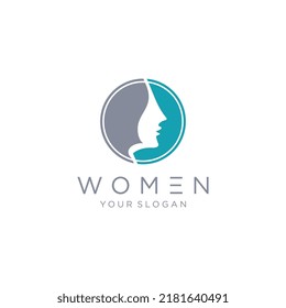 Women Face Logo Design Vector Illustration Stock Vector (Royalty Free ...