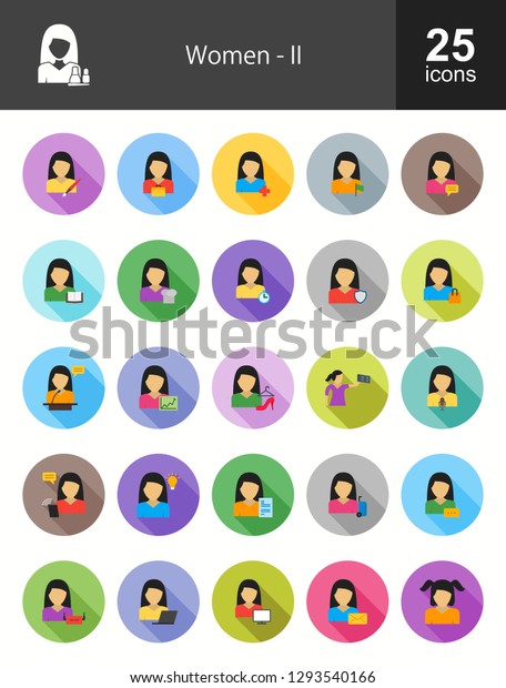 Women Flat Icons Stock Vector (Royalty Free) 1293540166 | Shutterstock