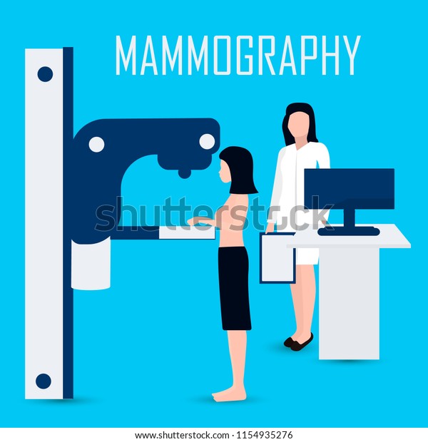 Women Getting Mammogram Flat Style Vector Stock Vector (Royalty Free ...