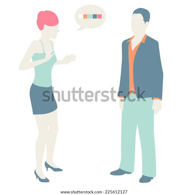 Women Men Communicate Flat Design Pastel Stock Vector (Royalty Free ...