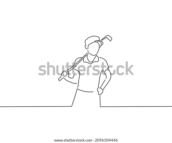 Women Playing Golf Line Drawing Continuous: เวกเตอร์สต็อก (ปลอดค่า ...