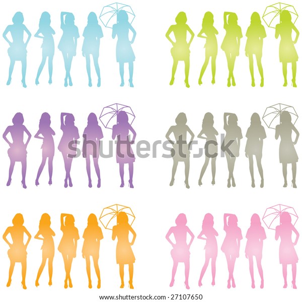Women Posing Silhouette Stock Vector (Royalty Free) 27107650