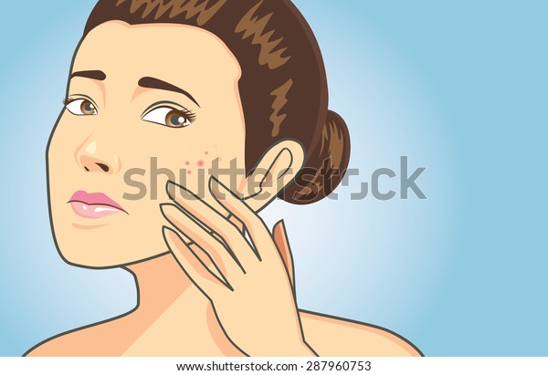 Women Strain Problem Acne Face On Stok Vektör (Telifsiz) 287960753 ...