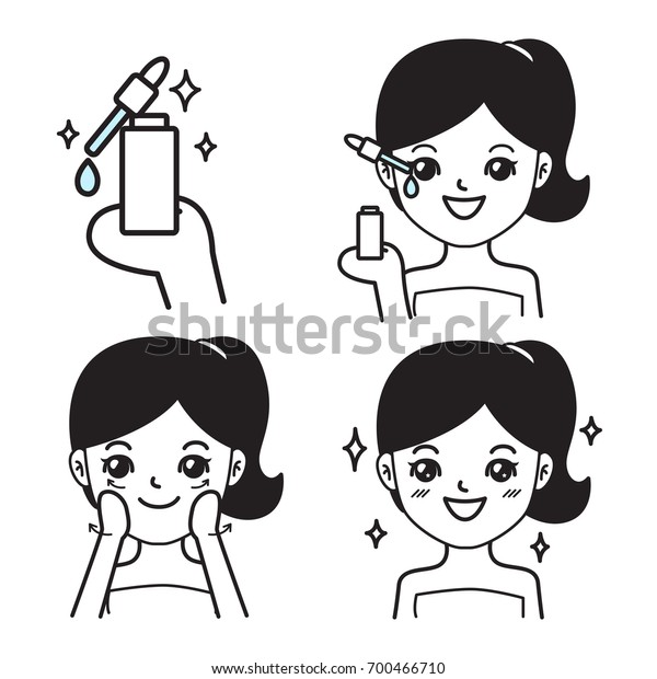 Women Use Serum Steps How Apply Stock Vector (Royalty Free) 700466710