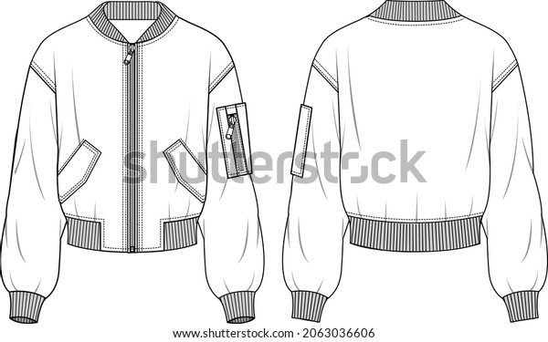 Womens Bomber Jacket Jacket Technical Fashion Stock Vector (Royalty ...