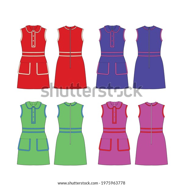 Womens Dress Technical Drawing Leaflet Stock Vector (Royalty Free ...