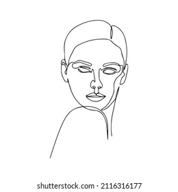 Womens Faces One Line Art Style Stock Vector (Royalty Free) 2116316177 ...