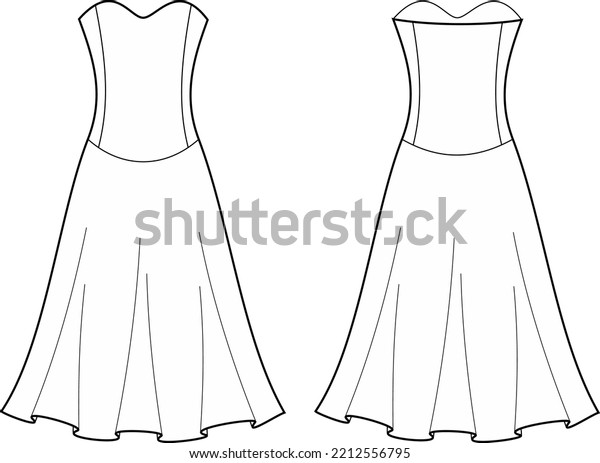 Womens Flared Dress Folds Front Back Stock Vector (Royalty Free ... Womens Flared Dress Folds Front Back Stock Vector (Royalty Free ...