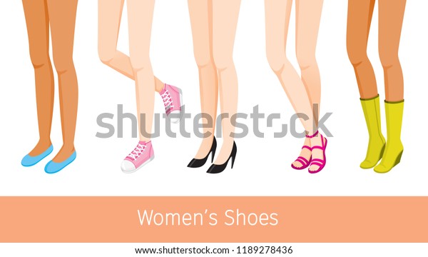 Womens Legs Different Skin Types Shoes 스톡 벡터(로열티 프리) 1189278436 ...
