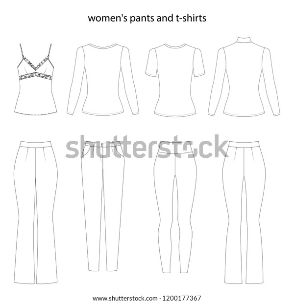 Womens Pants Template Collection Vector Sketch Stock Vector (Royalty ...
