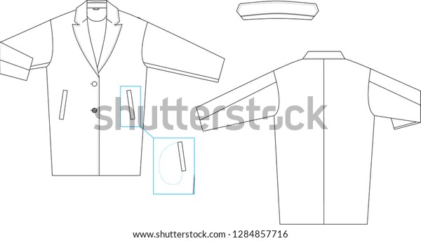 Womens Pea Coat Technical Drawing Vector Stock Vector (Royalty Free ...