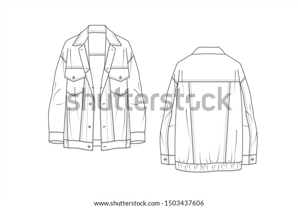 Womens Pea Coat Technical Drawing Vector Stock Vector (Royalty Free ...