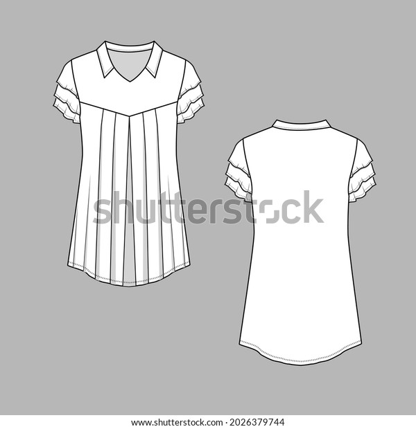 Womens Pleated Collar Tunic Tops Layered Stock Vector (Royalty Free ...