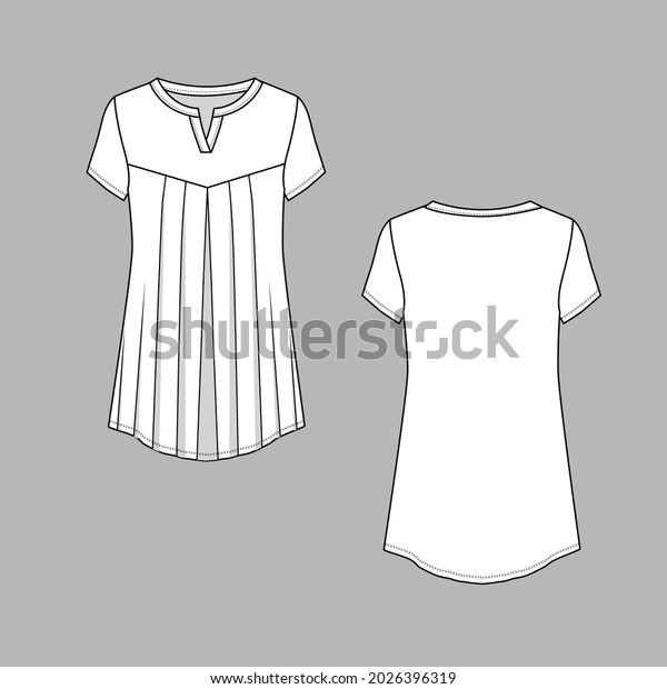 Womens Pleated Tunic Tops Front Line Stock Vector (Royalty Free) 2026396319