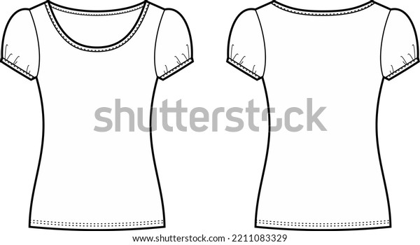 Womens Short Sleeve Top Front Back Stock Vector (Royalty Free ...